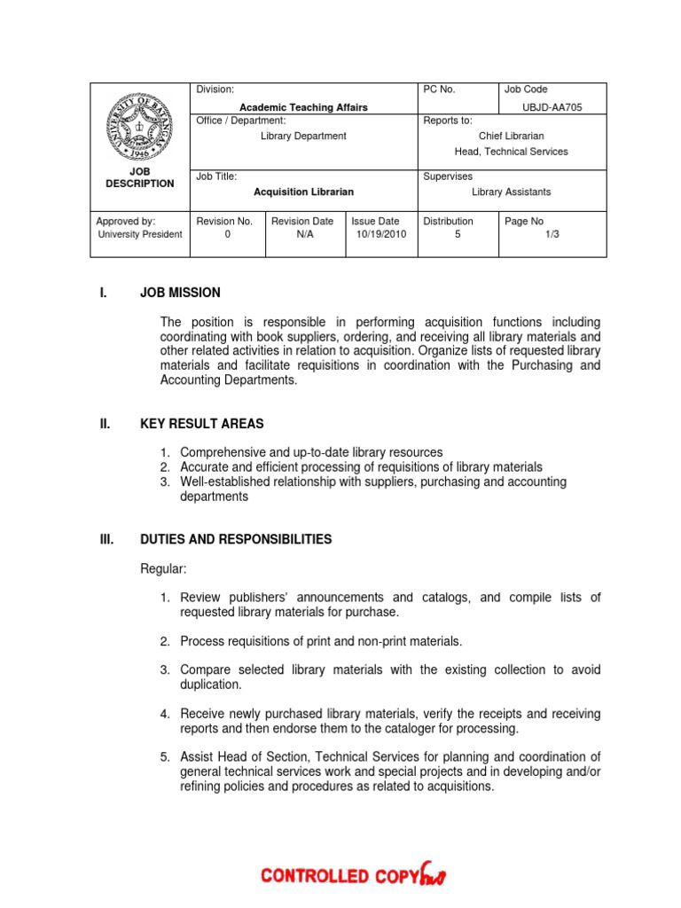 JD - Acquisitions Librarian | PDF | Librarian | Libraries