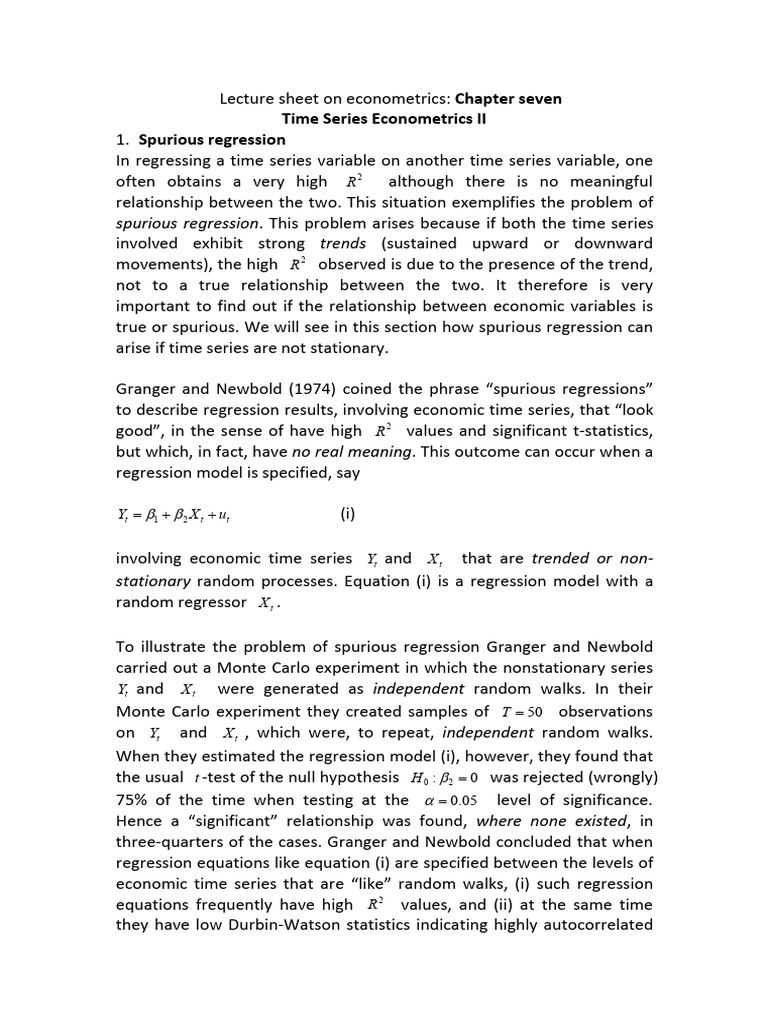 Lecture 7 On Time Series Econometrics Final Pdf Regression