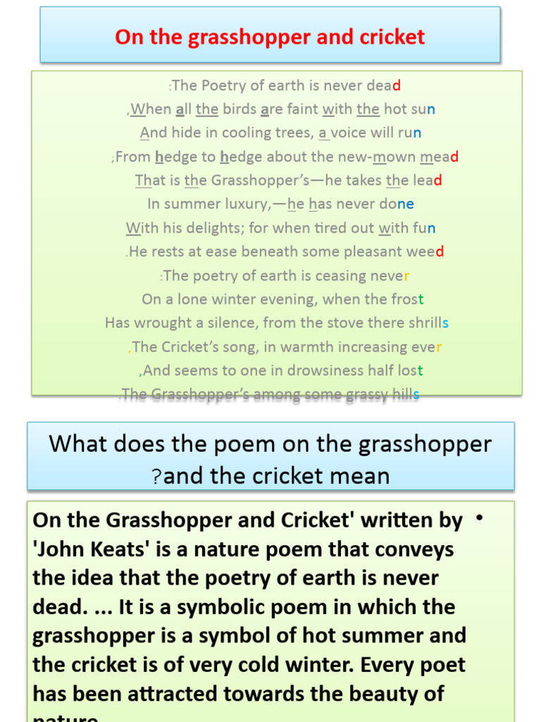 On The Grasshopper and Cricket 5 | PDF | Poetry