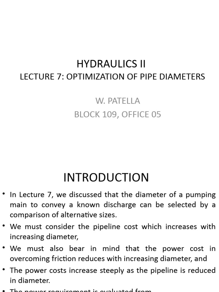 Lecture 7 - Optimal Pipe Diameters | PDF | Interest | Decision Support ...