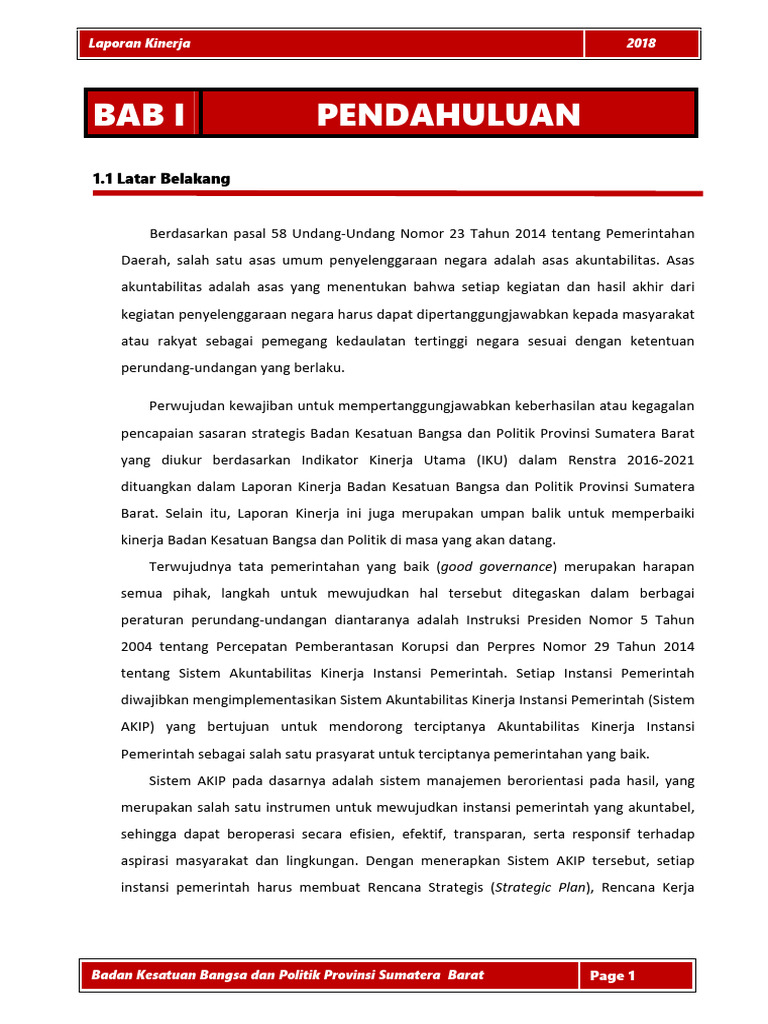 LAKIP Kesbangpol Tahun 2018 | PDF