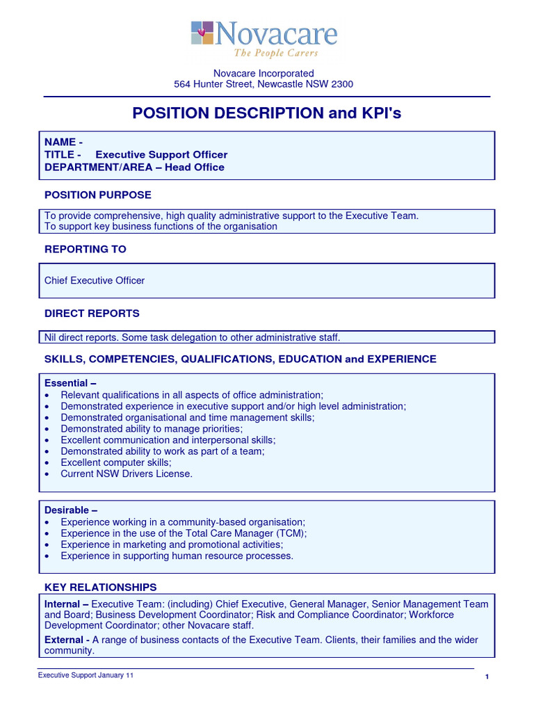 POSITION DESCRIPTION and KPI's | PDF | Performance Indicator | Business ...