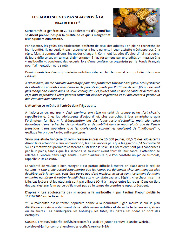 La Malbouffe | PDF