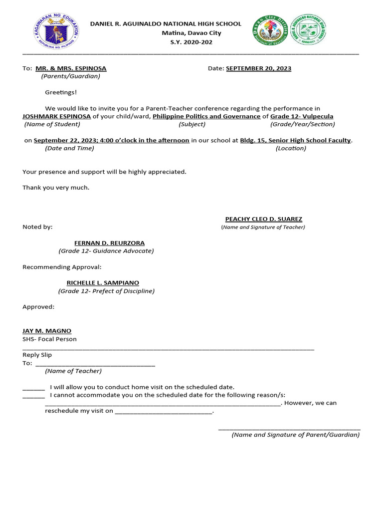 Call Slip Parents | PDF