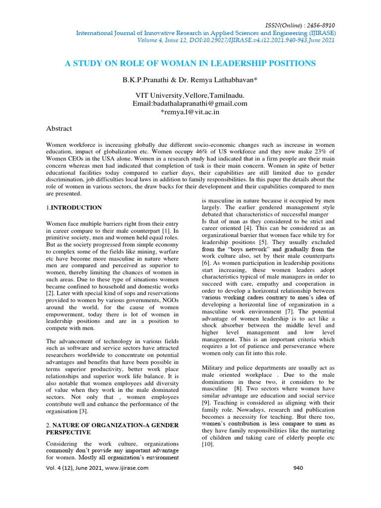 Women in Leadership: Challenges & Impact | PDF | Leadership | Gender