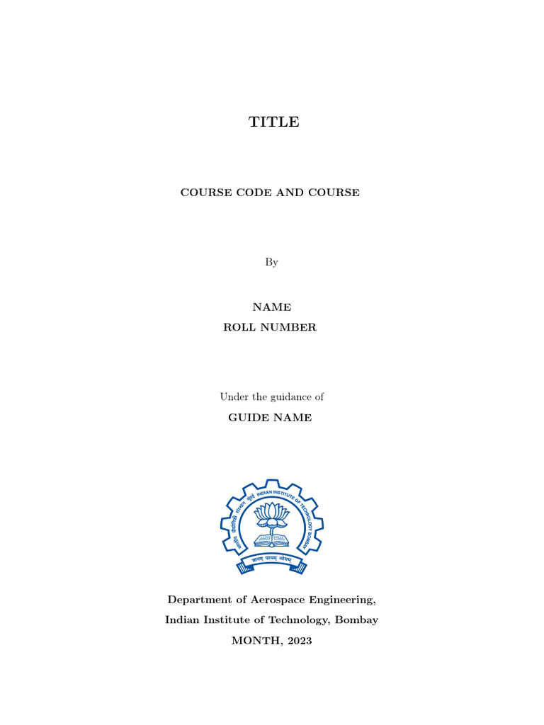 Iit Bombay Aerospace Department Project Slash Seminar Reporttemplate | PDF