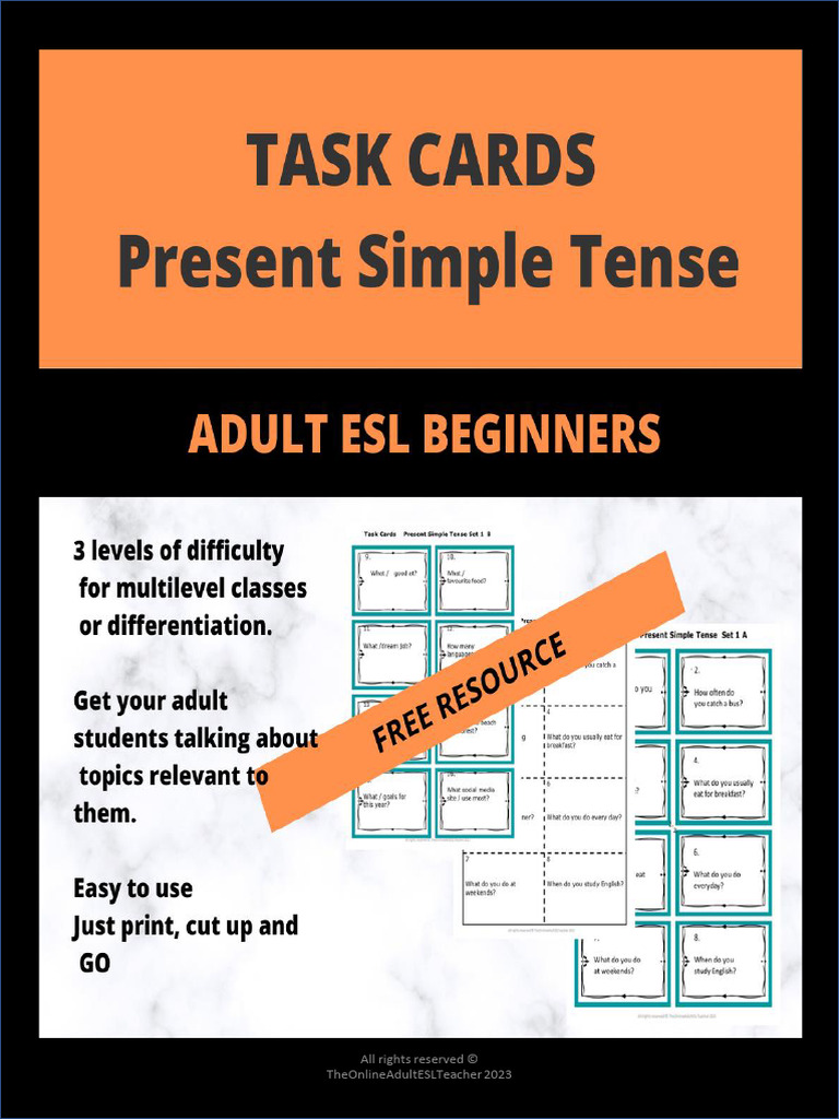 Present Simple Speaking Task Cards | PDF | English As A Second Or ...