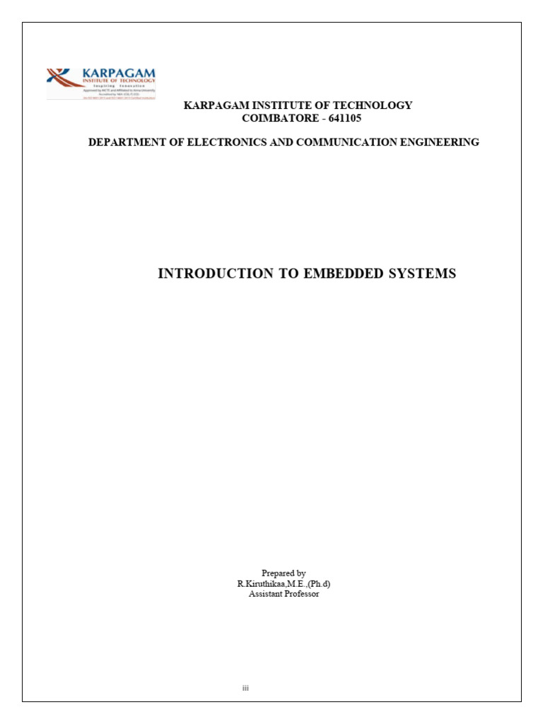 Introduction To Embedded System | PDF