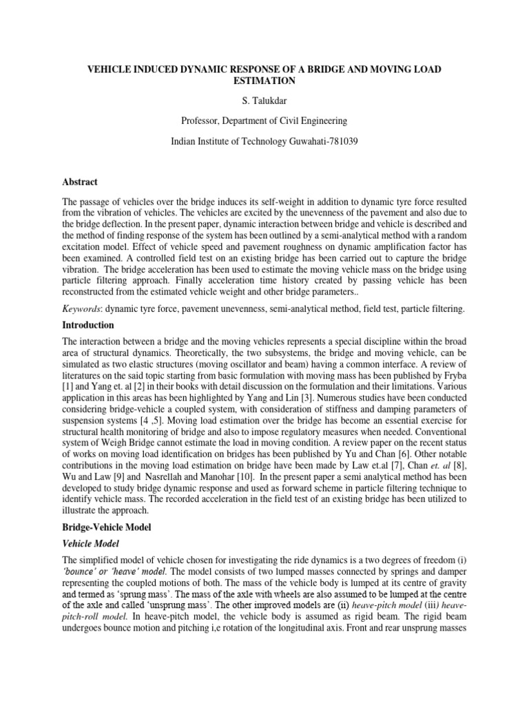 Keynote Speaker - Prof. S. Talukdar - Vehicle Induced Dynamic Response of A Bridge and Moving ...