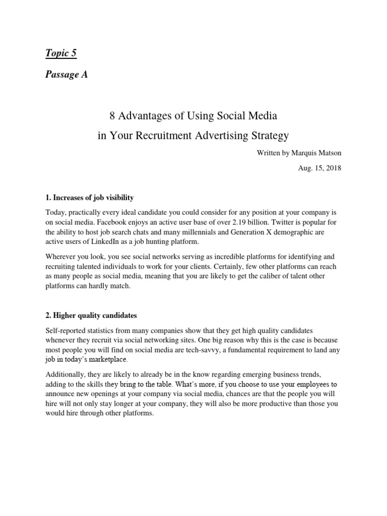 5 A - Advantages of Using Social Media in Your Recruitment Advertising ... 5 A - Advantages of Using Social Media in Your Recruitment Advertising ...