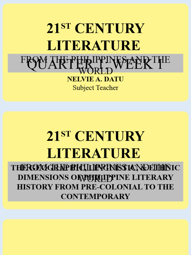 21st Century Literature Quarter 1 Week 1 | PDF