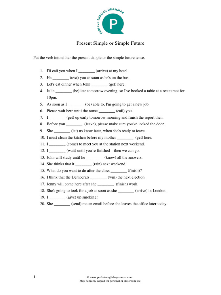 Present Simple or Simple Future | PDF