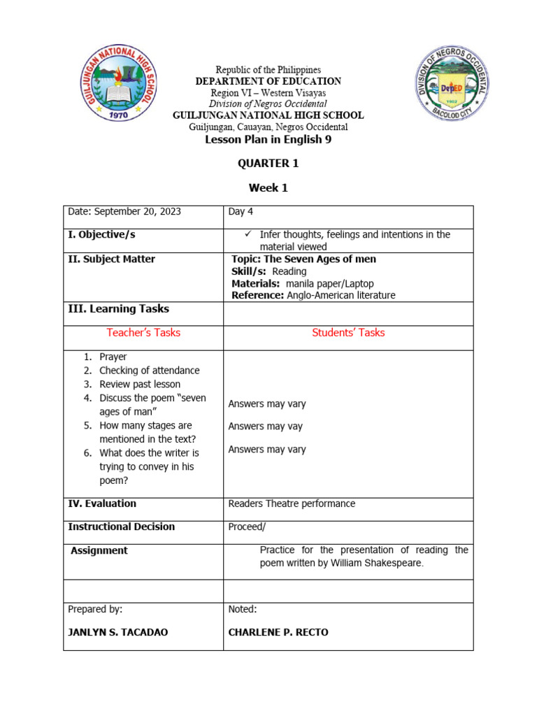 Lesson Plan 2023-2024 | PDF