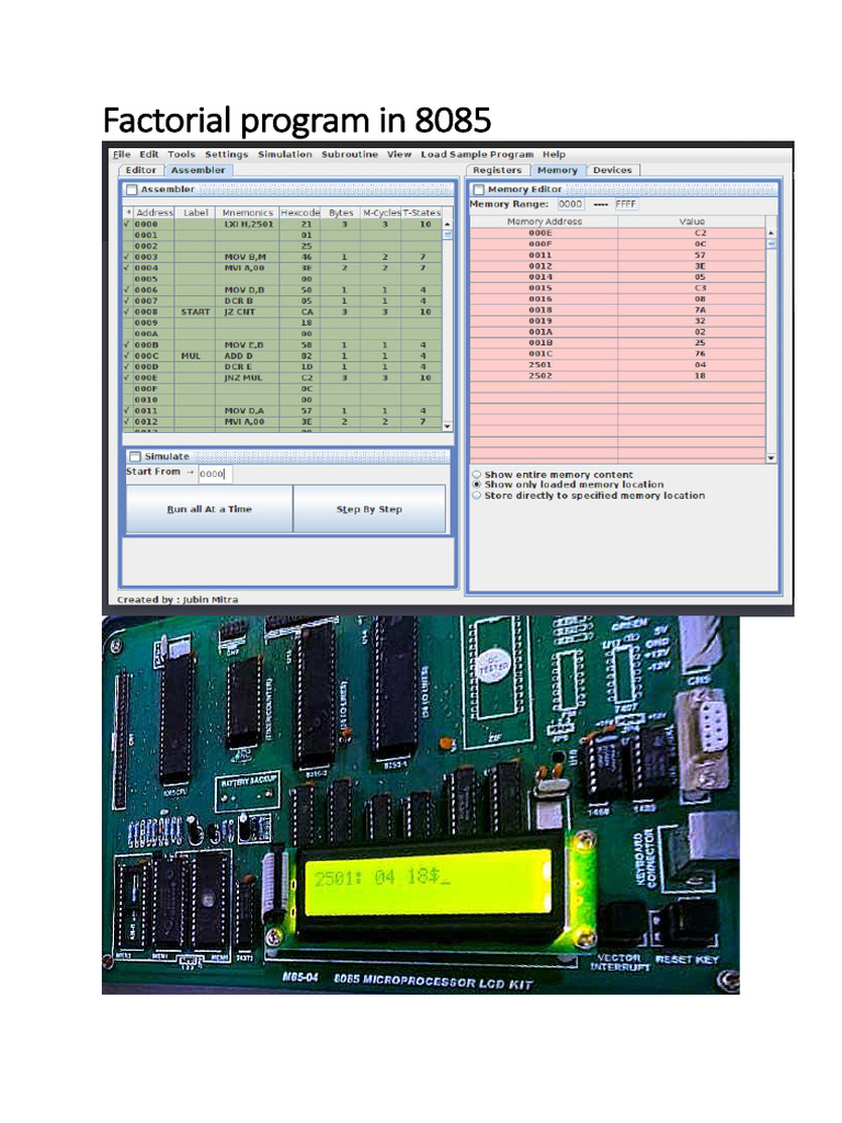 Factorial Program in 8085 | PDF