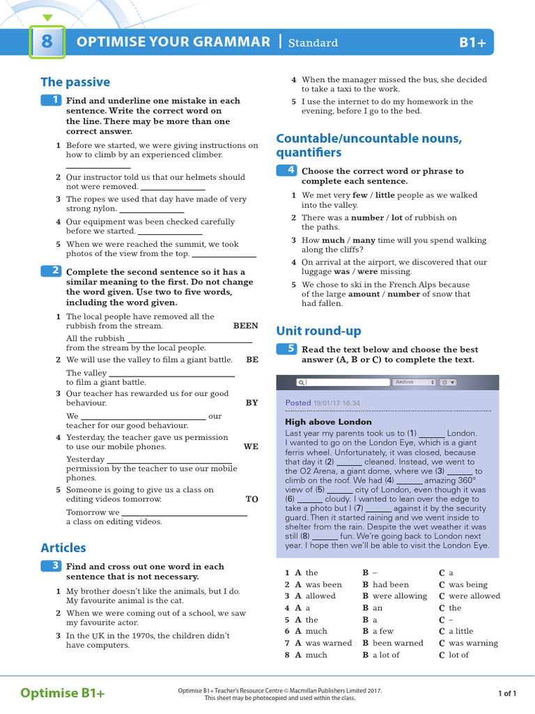 OPT B1plus U08 Grammar Standard | PDF | Linguistics