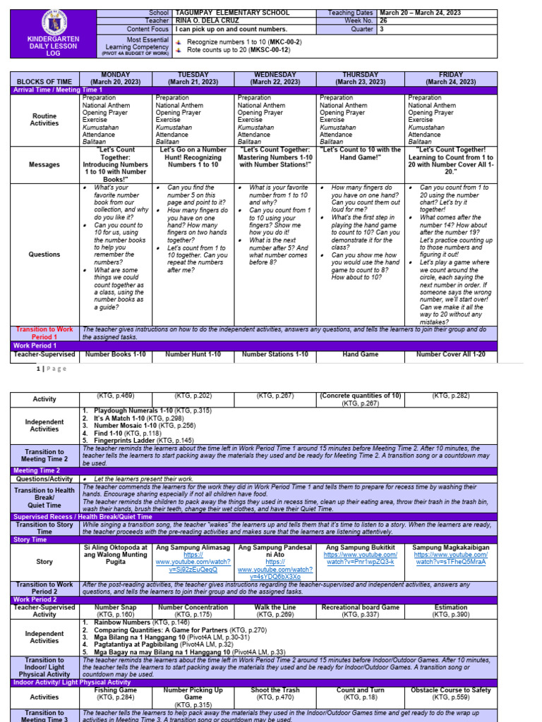 KINDER DLL Q3 Week26 | PDF | Learning | Behavior Modification