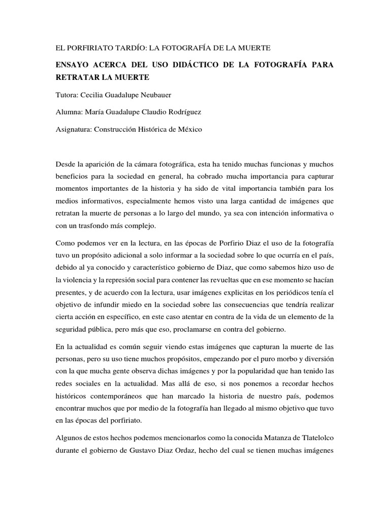 El Porfiriato Tardío La Fotografía de La Muerte | PDF | Política | Historia