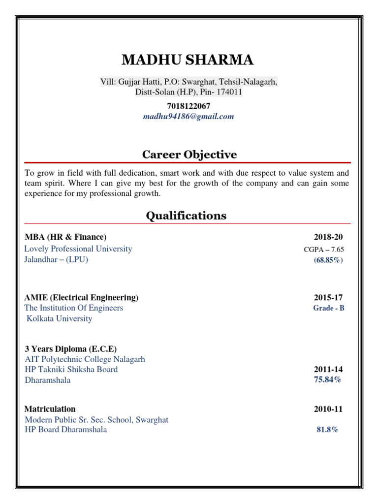Madhu Resume | PDF