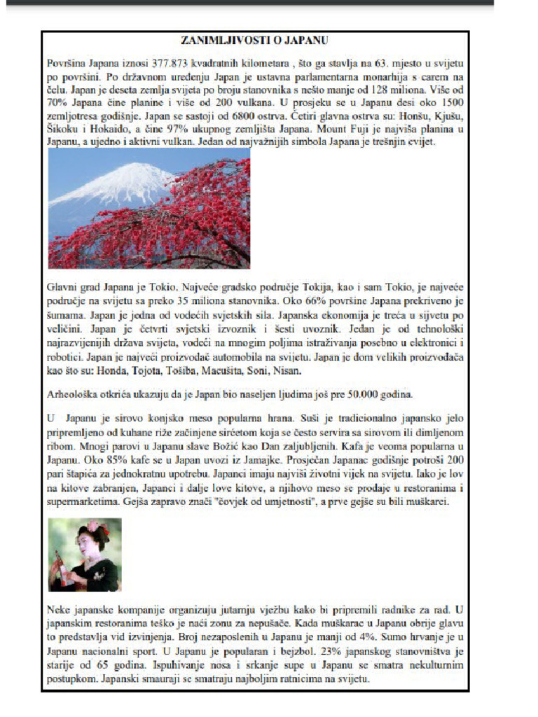 ZANIMLJIVOSTI O JAPANU | PDF