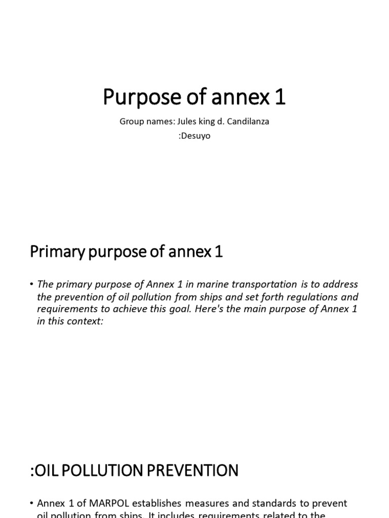 Purpose of Annex 1 | PDF