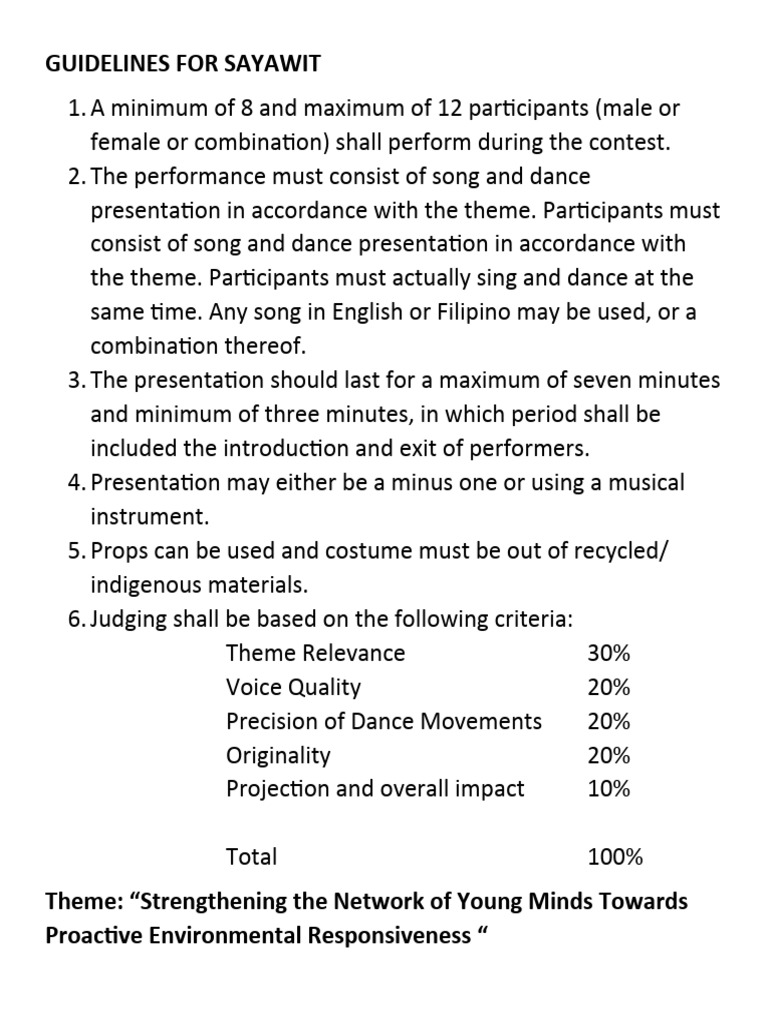 GUIDELINES FOR SAYAWIT | PDF