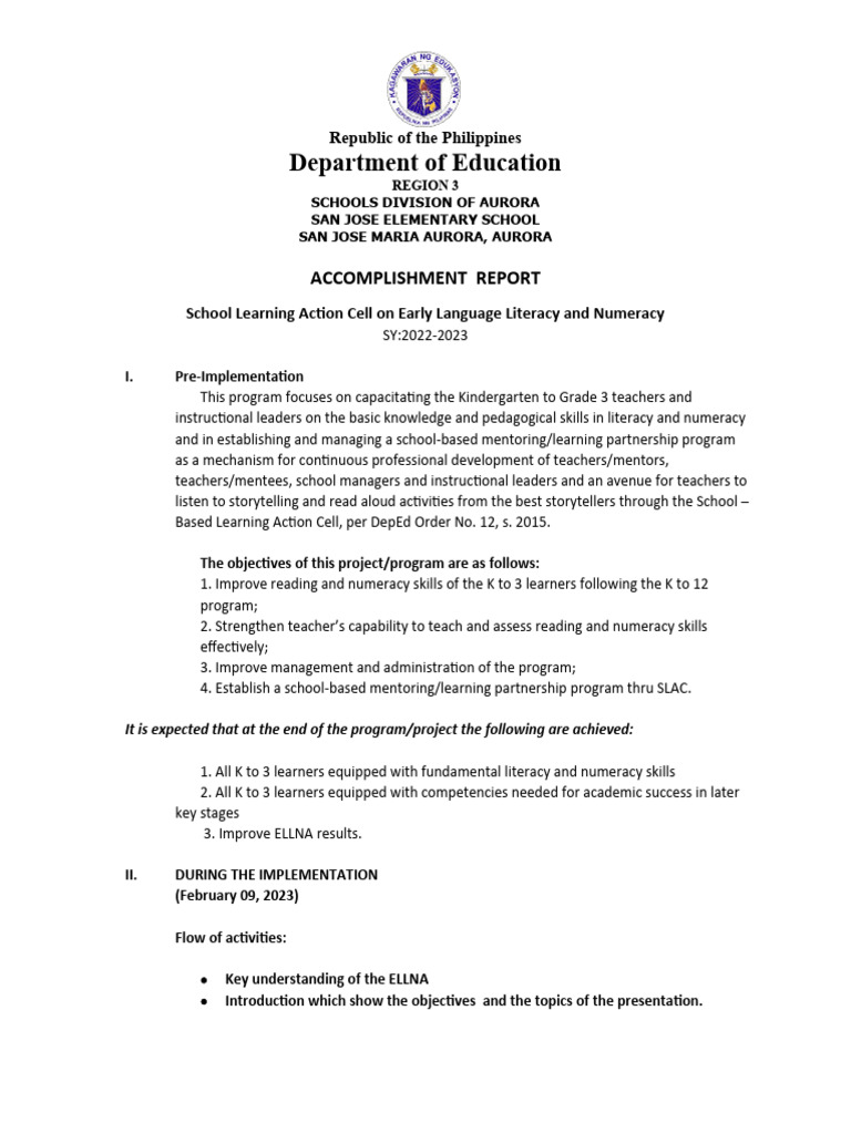 Early Literacy & Numeracy Report 2023 | PDF | Literacy | Mentorship