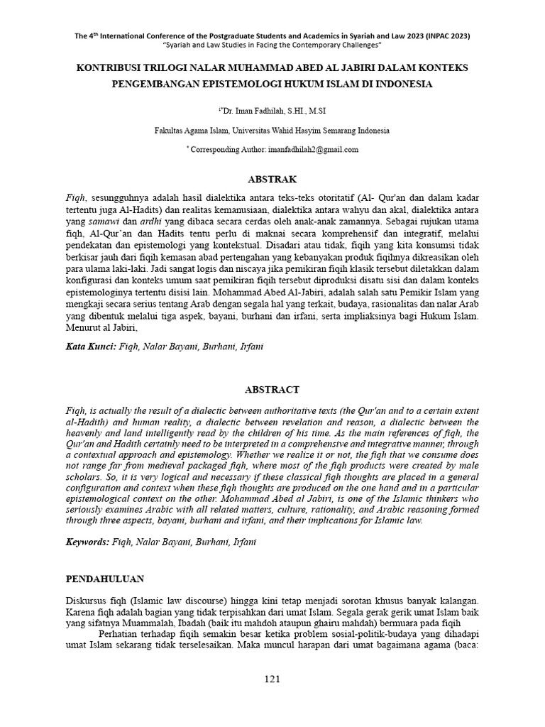 Epistemologi Hukum Islam Al-Jabiri | PDF