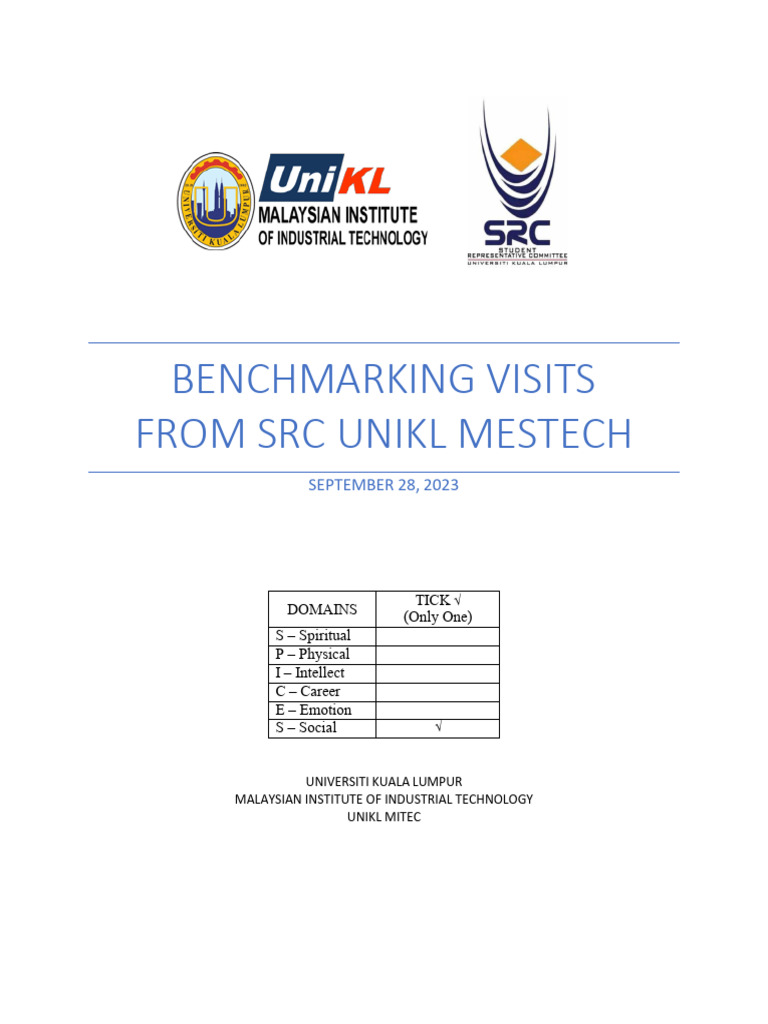 BENCHMARKING VISITS FROM SRC UNIKL MESTECH Backup | PDF