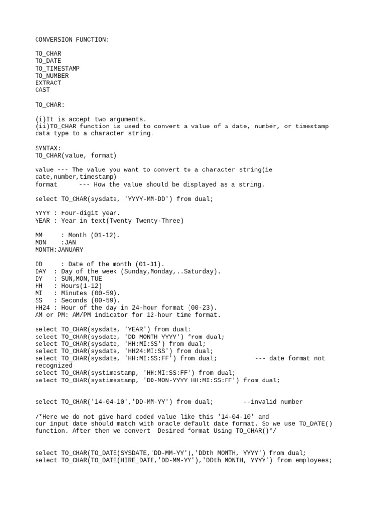 Conversion Function | Download Free PDF | Computer Science | Software ...
