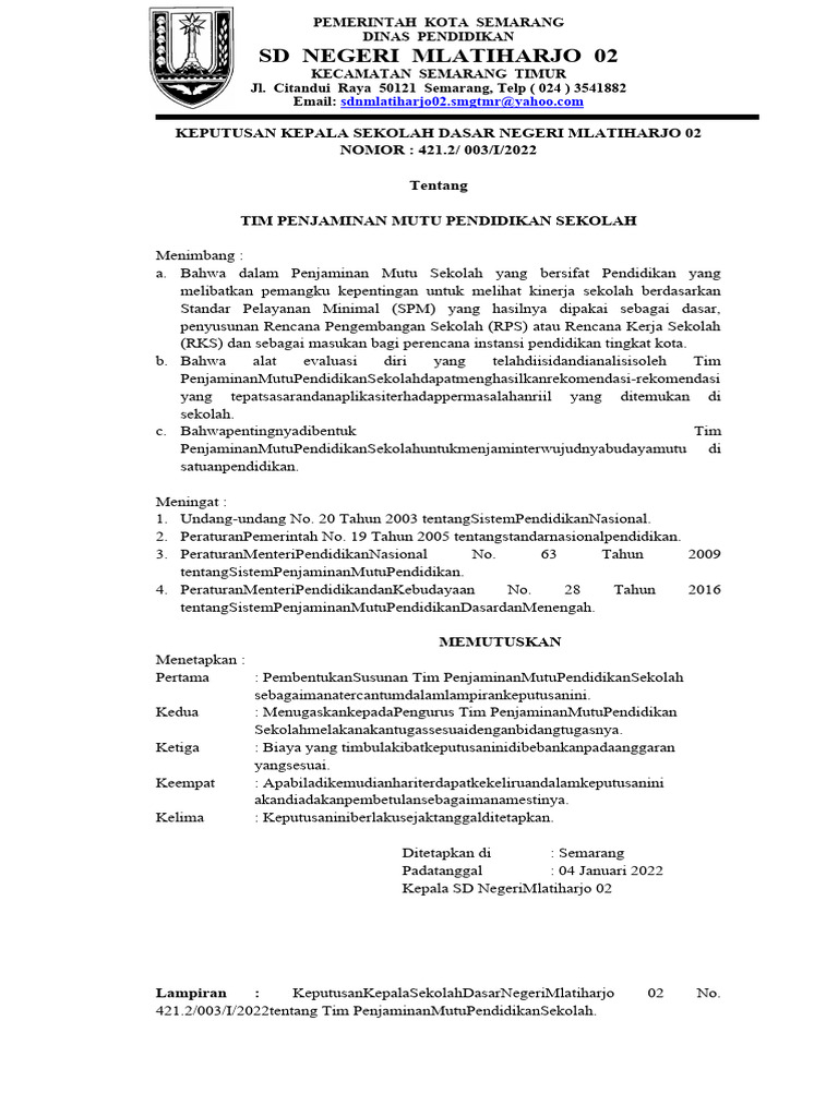 SK Tim PMP SD Mlatiharjo 02 | PDF