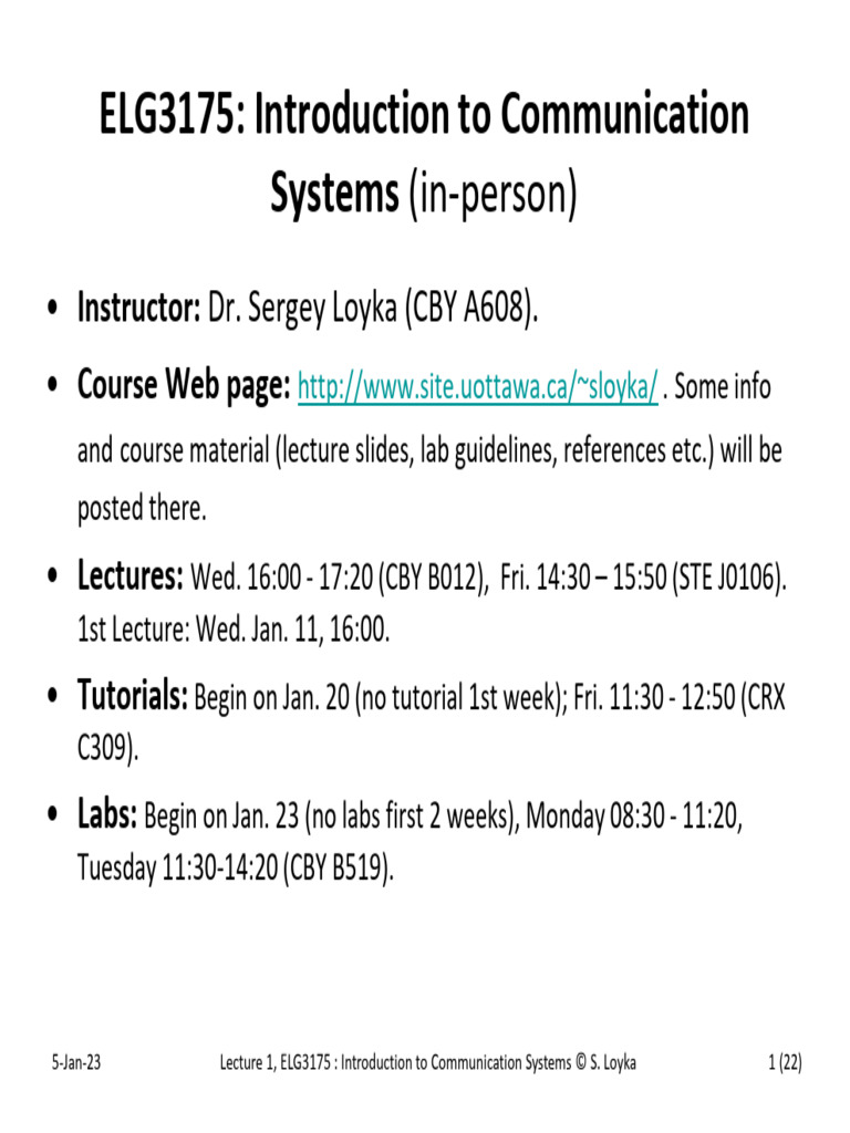 Lec 1 ELG3175 | PDF | Computers