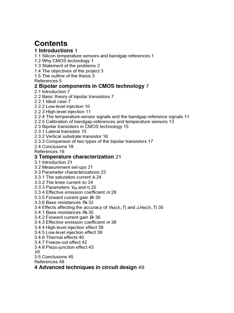 Contents Table List CMOS Bandgap References and Temperature Sensor ...