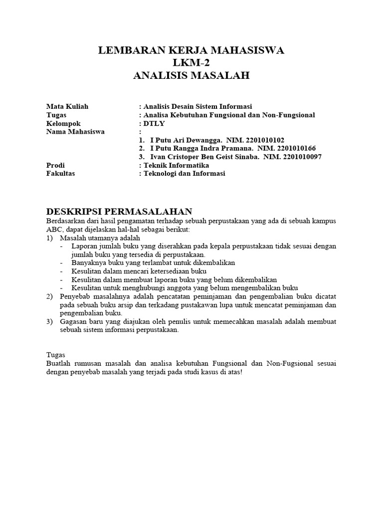 LKM 2 - Pertemuan 4 - Analisis Masalah | PDF