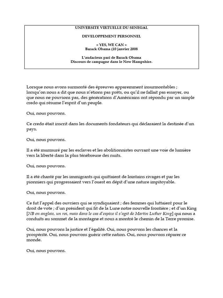 SEQUENCE 2 - 2 - Barack Obama - Yes We Can | PDF