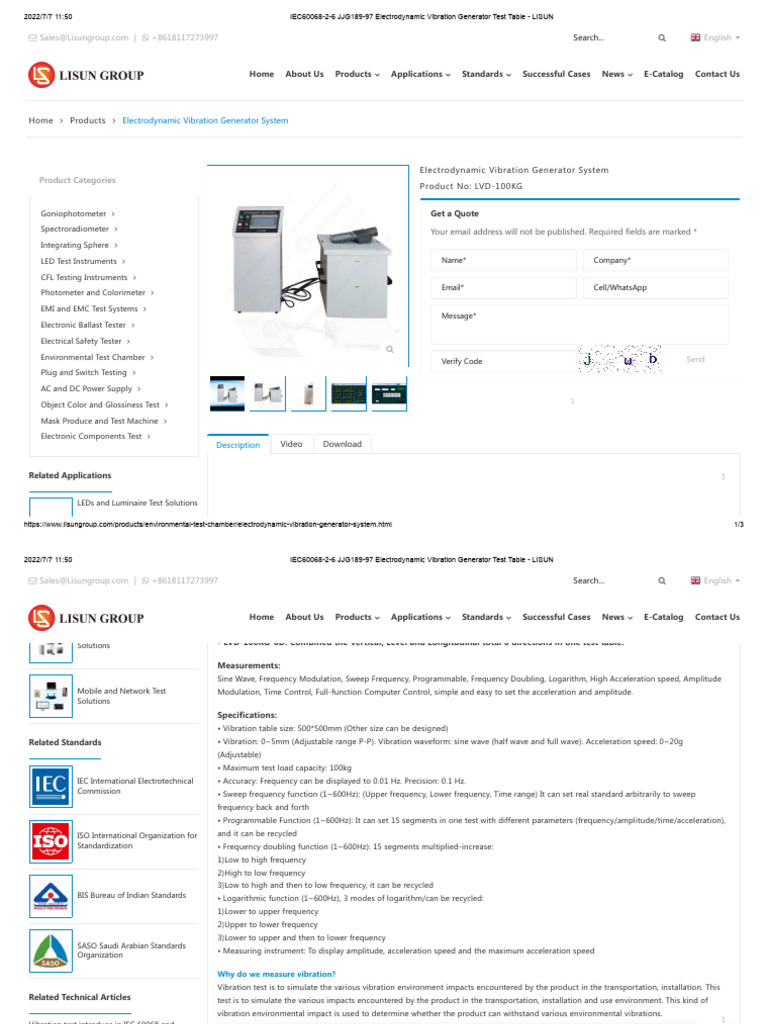 IEC 60068-2-6 Vibration Testing Overview | PDF | Amplitude | Frequency