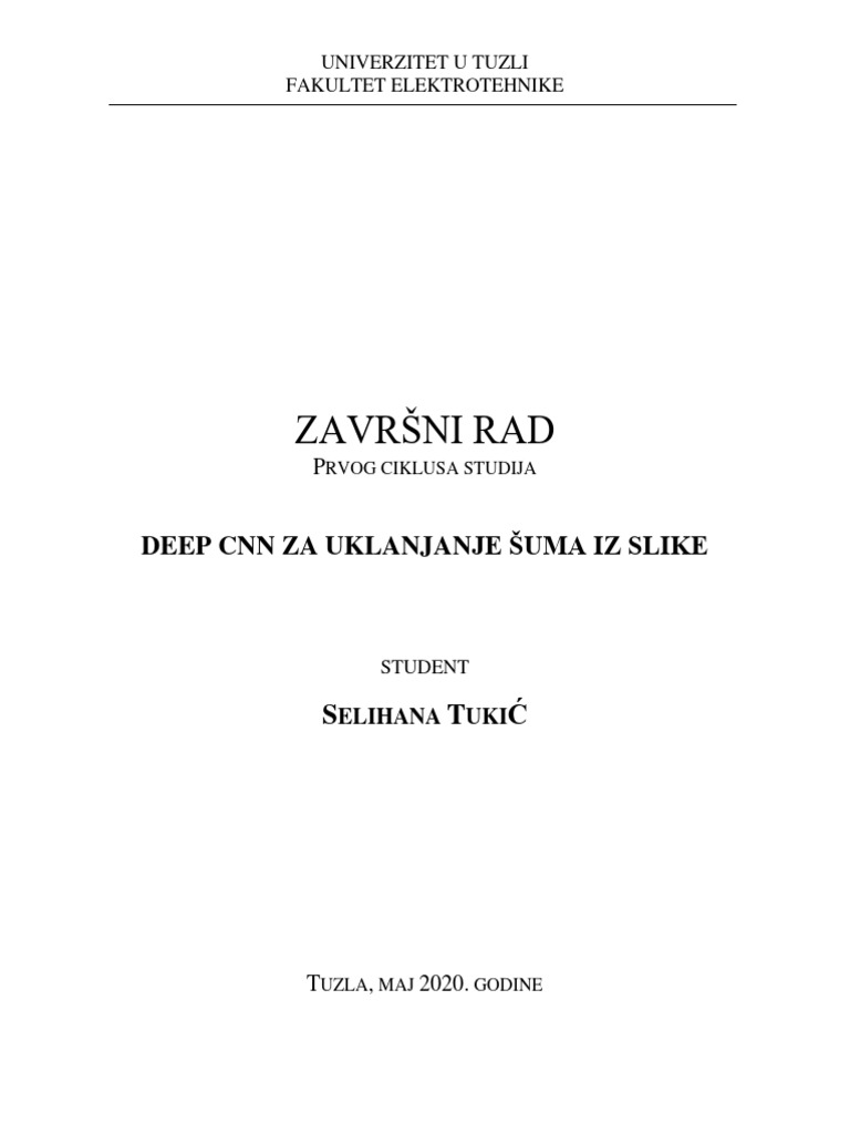 Deep CNN Za Uklanjanje Suma Iz Slike | PDF