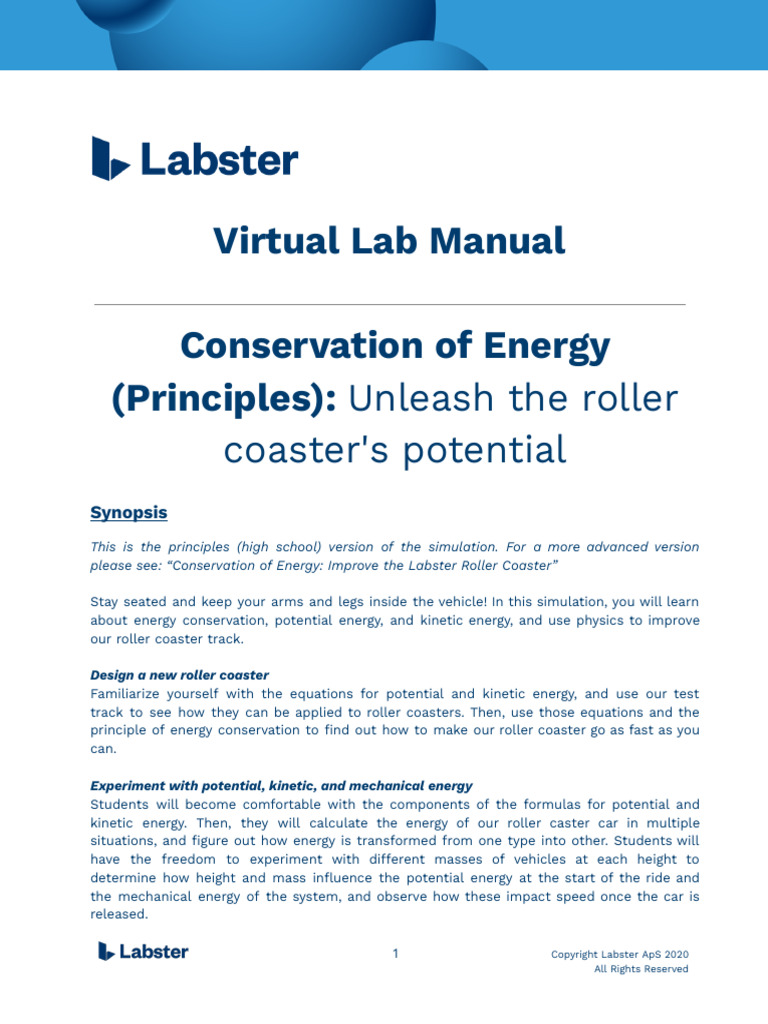 COE Conservation of Energy Principles - Unleash The Roller Coasters ... COE Conservation of Energy Principles - Unleash The Roller Coasters ...