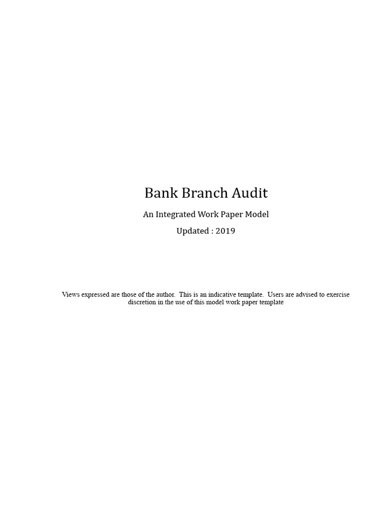 Bank Audit Work Paper | PDF