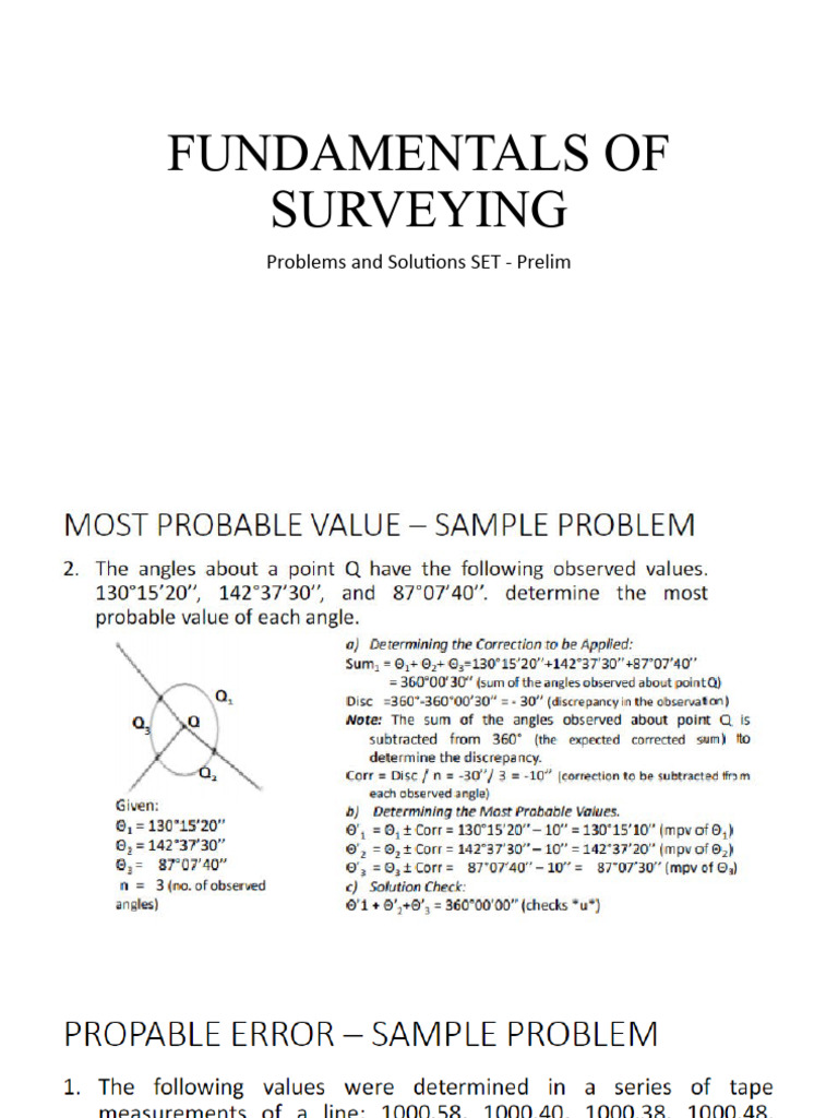 Fundamentals of Surveying Computation Sets Prelims | PDF Fundamentals of Surveying Computation Sets Prelims | PDF