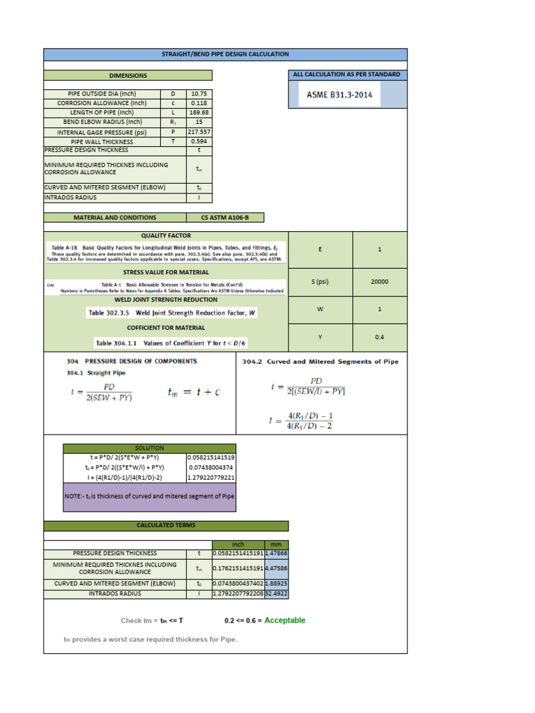 Pipe Design Calculations Asme B31 3 | PDF | Pipe (Fluid Conveyance ...