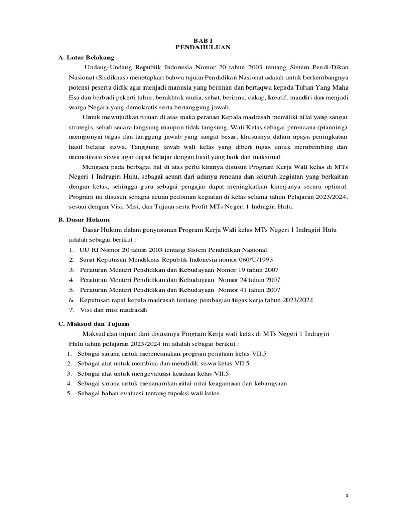 Isi Program Wali Kelas | PDF