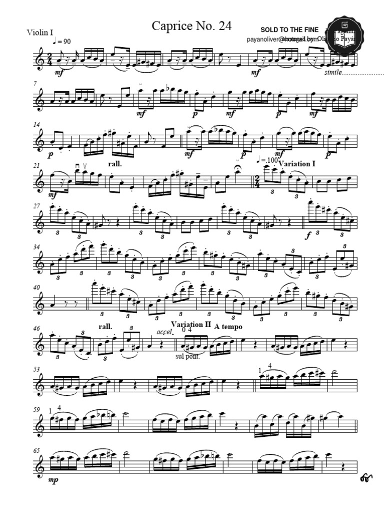 Paganini Caprice 24 String Quartet | PDF