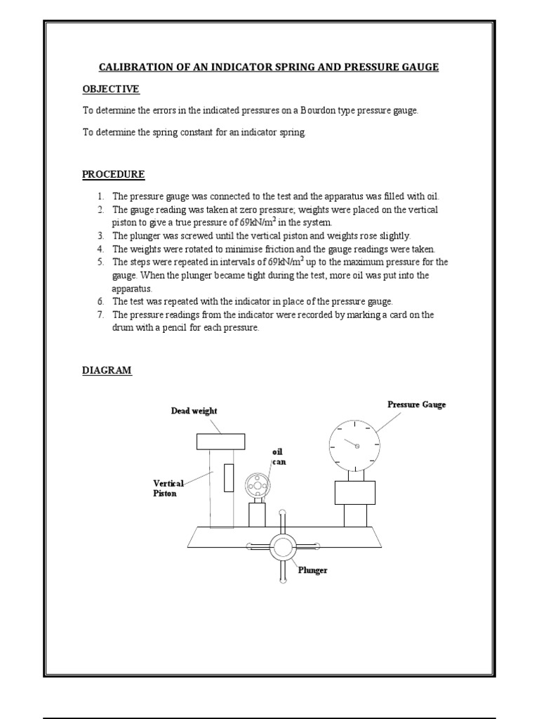 Spring and Pressure Gauge Calibration | PDF | Pressure Measurement ...