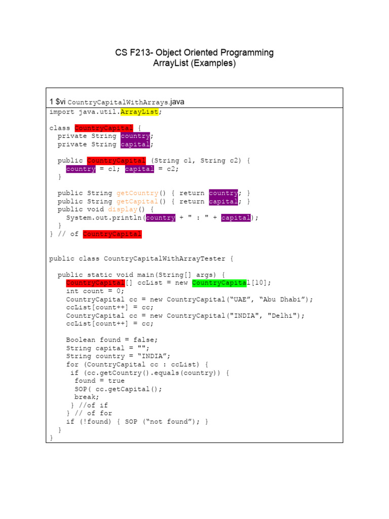 Programs - ArrayLists and LinkedList | PDF | Software Engineering | Object Oriented Programming