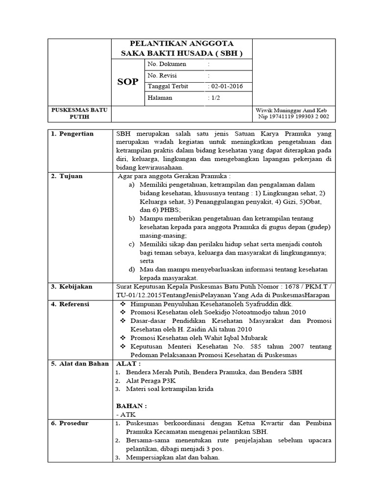 Sop Pelantikan Anggota SBH | PDF | Kesehatan Holistik | Gaya Hidup