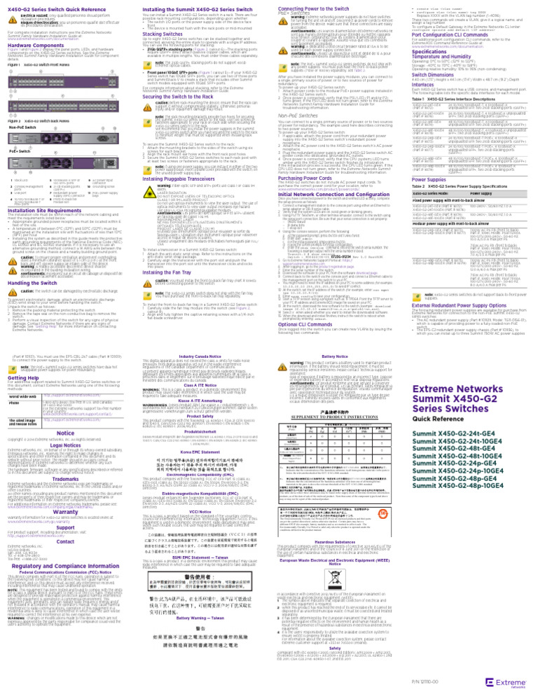 Eng Extreme Manu X450-G2 | PDF | Network Switch | Telecommunications