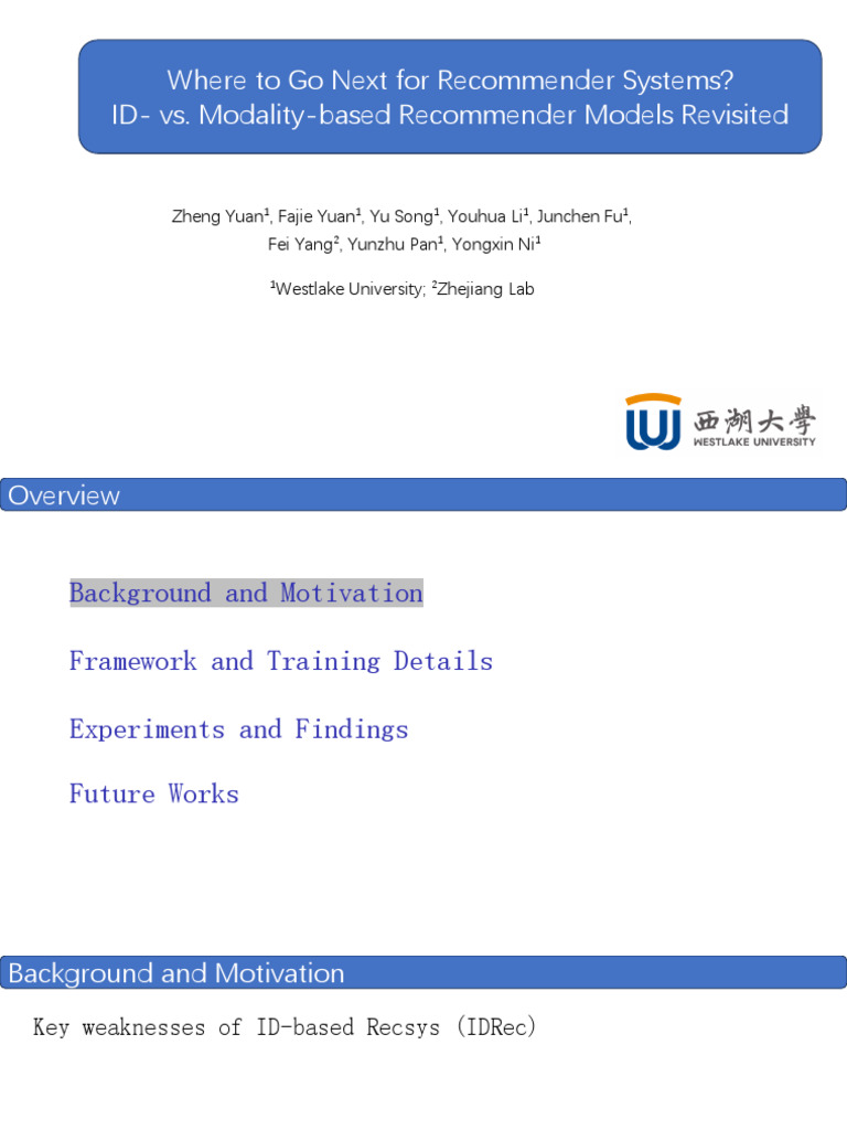 Where To Go Next For Recommender Systems? ID - vs. Modality-Based Recommender Models Revisited | PDF