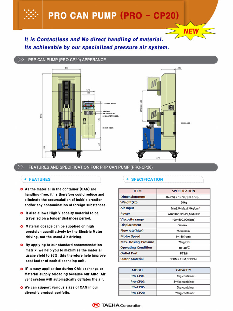TAEHA - PRO-CP20 - Pro Can Pump | PDF