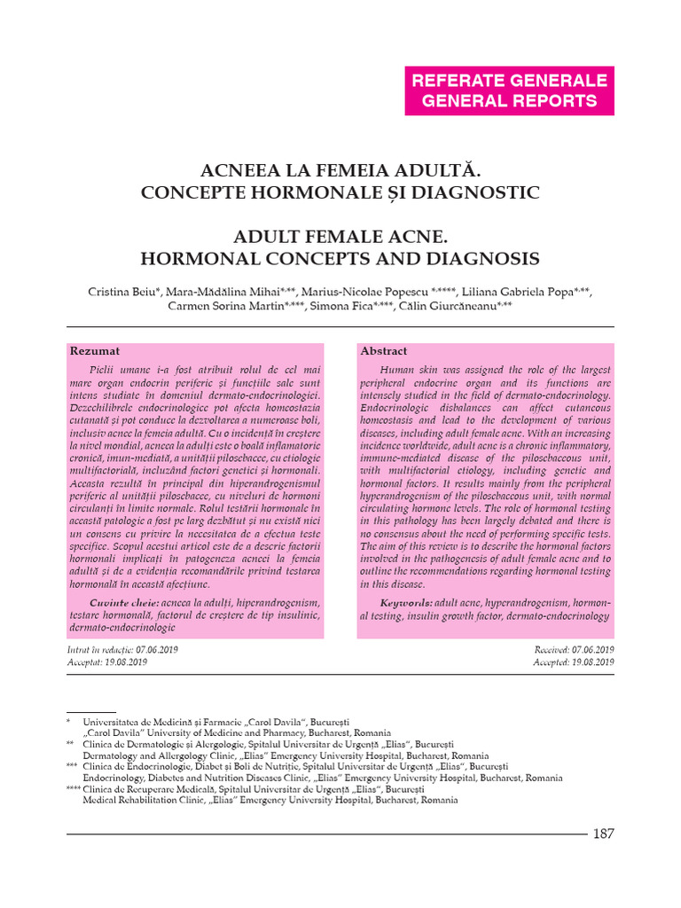 Acneea La Femeia Adulta Concepte Hormonale Si Diagnostic en 377 | PDF | Polycystic Ovary ...