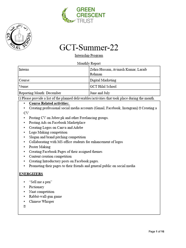 GCT Summer 2022 Digital Marketing Report | PDF | Brand | Social Media